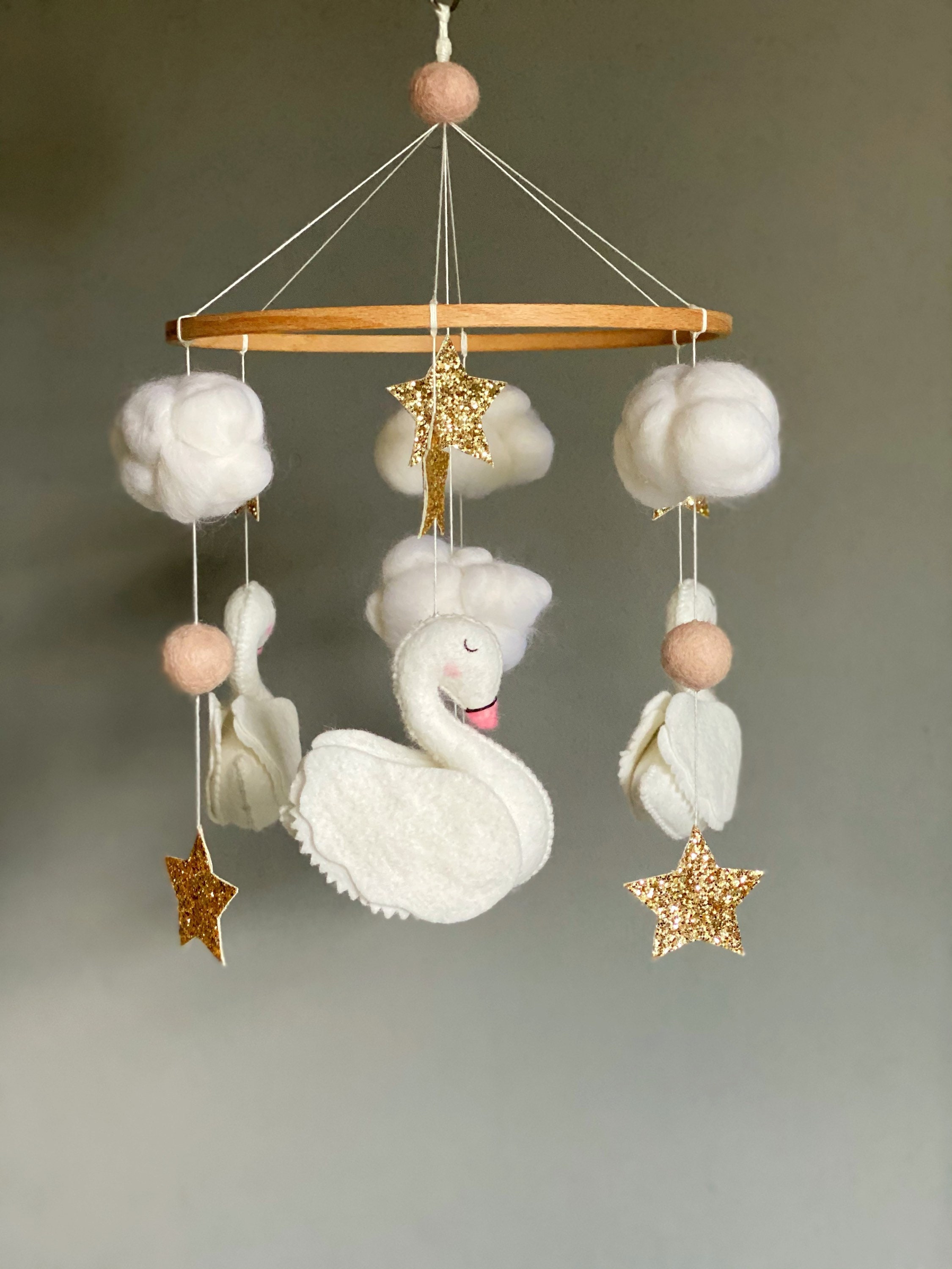 Swan mobile nursery baby girl nursery mobile swan nursery | Etsy