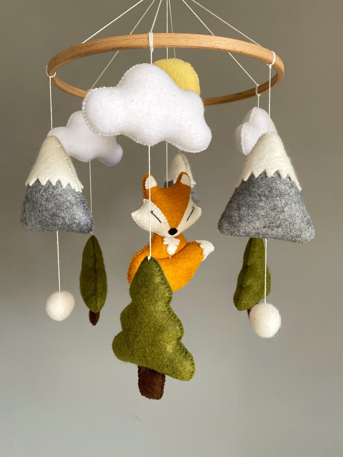 Fox Mobile Woodland Mobile Nursery Mobile Animals Crib Felt - Etsy