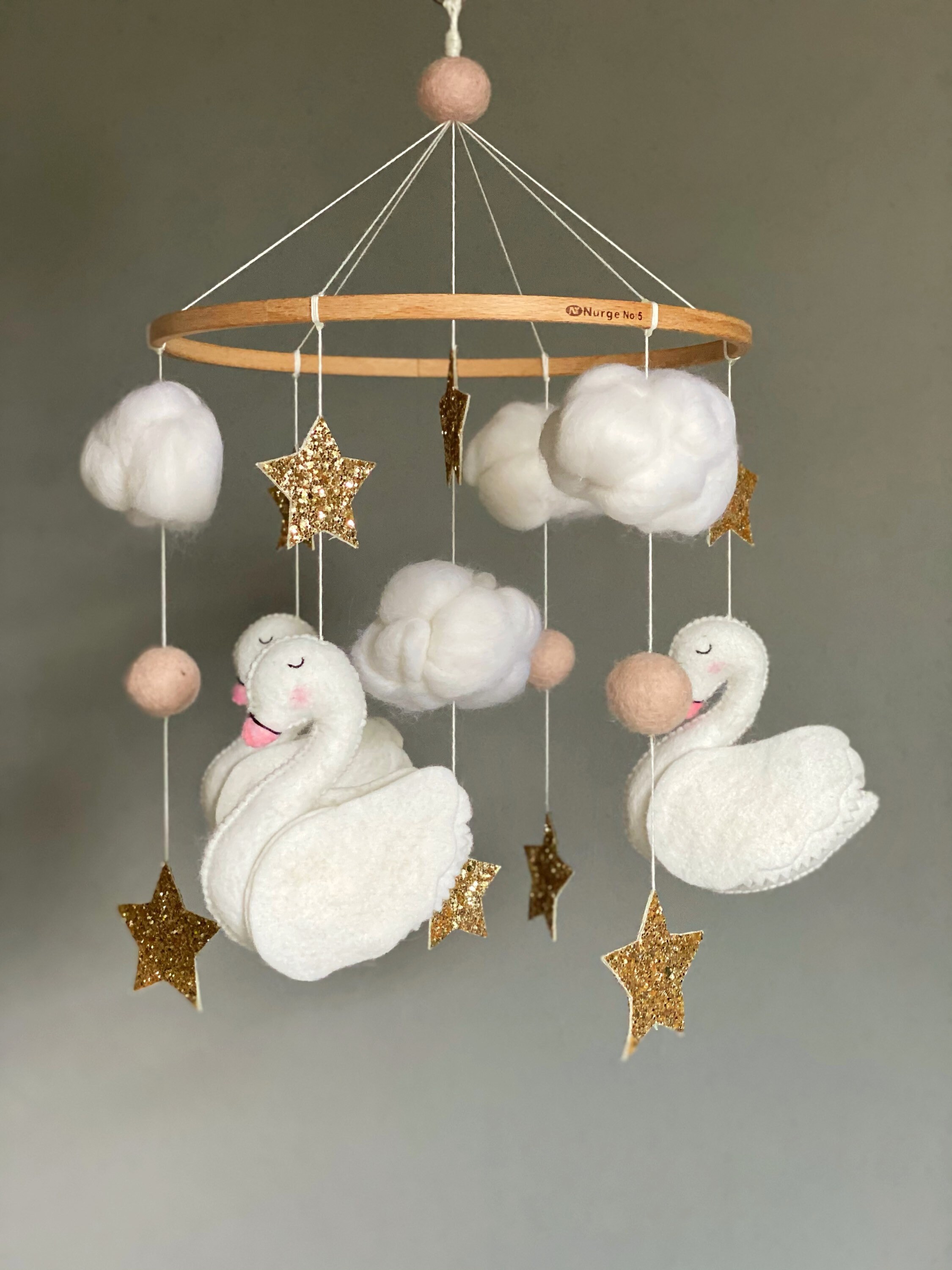 Swan mobile nursery baby girl nursery mobile swan nursery | Etsy