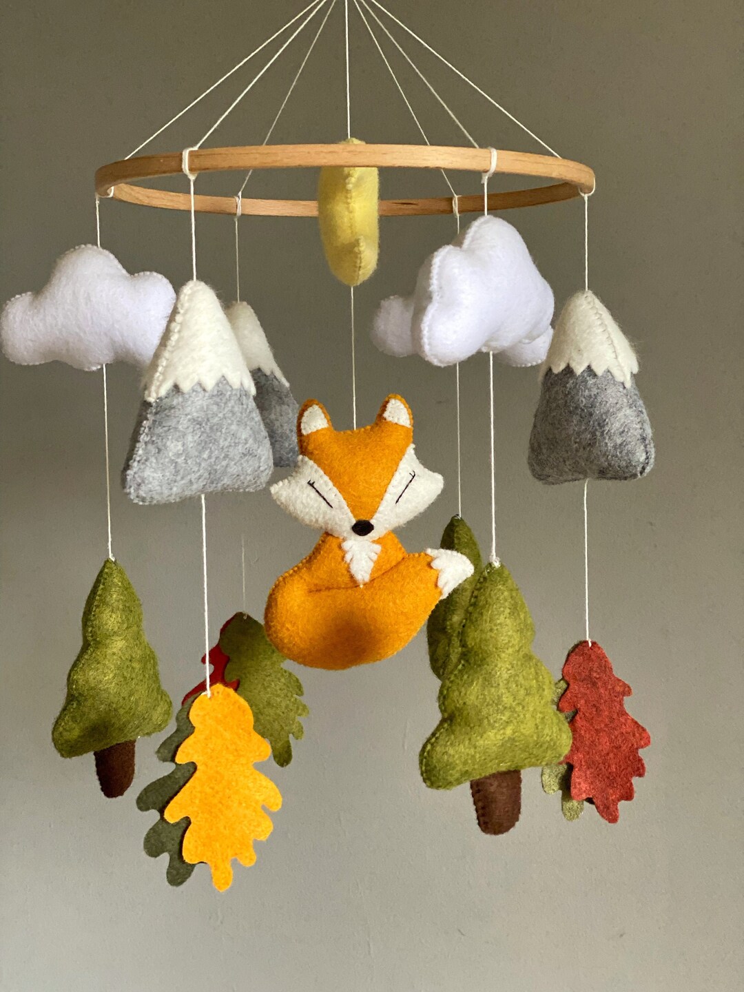 Woodland Mobile Fox Mobile Baby for Crib Woodland Felt Animals Nursery ...