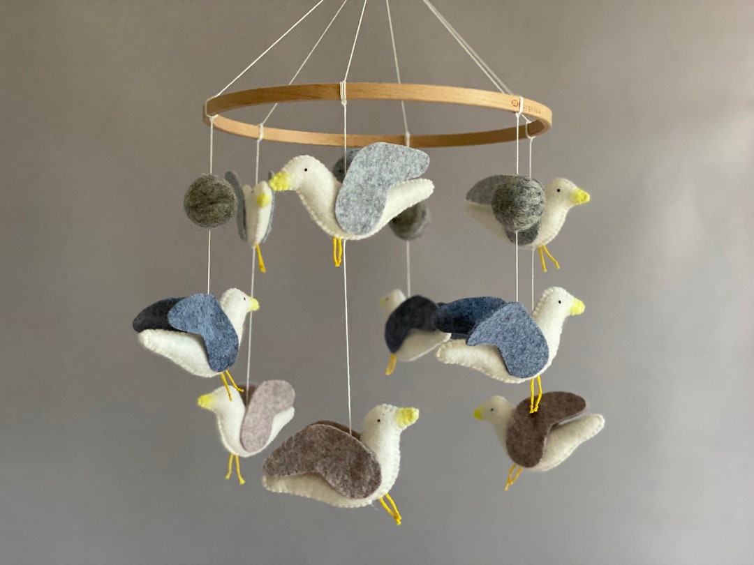 Seagulls Nursery Mobile, Sea Baby Mobile, Natural Mobile, Baby Mobile ...