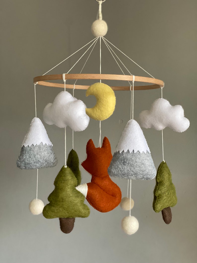 Fox Mobile Woodland Mobile Nursery Mobile Animals Crib Felt - Etsy