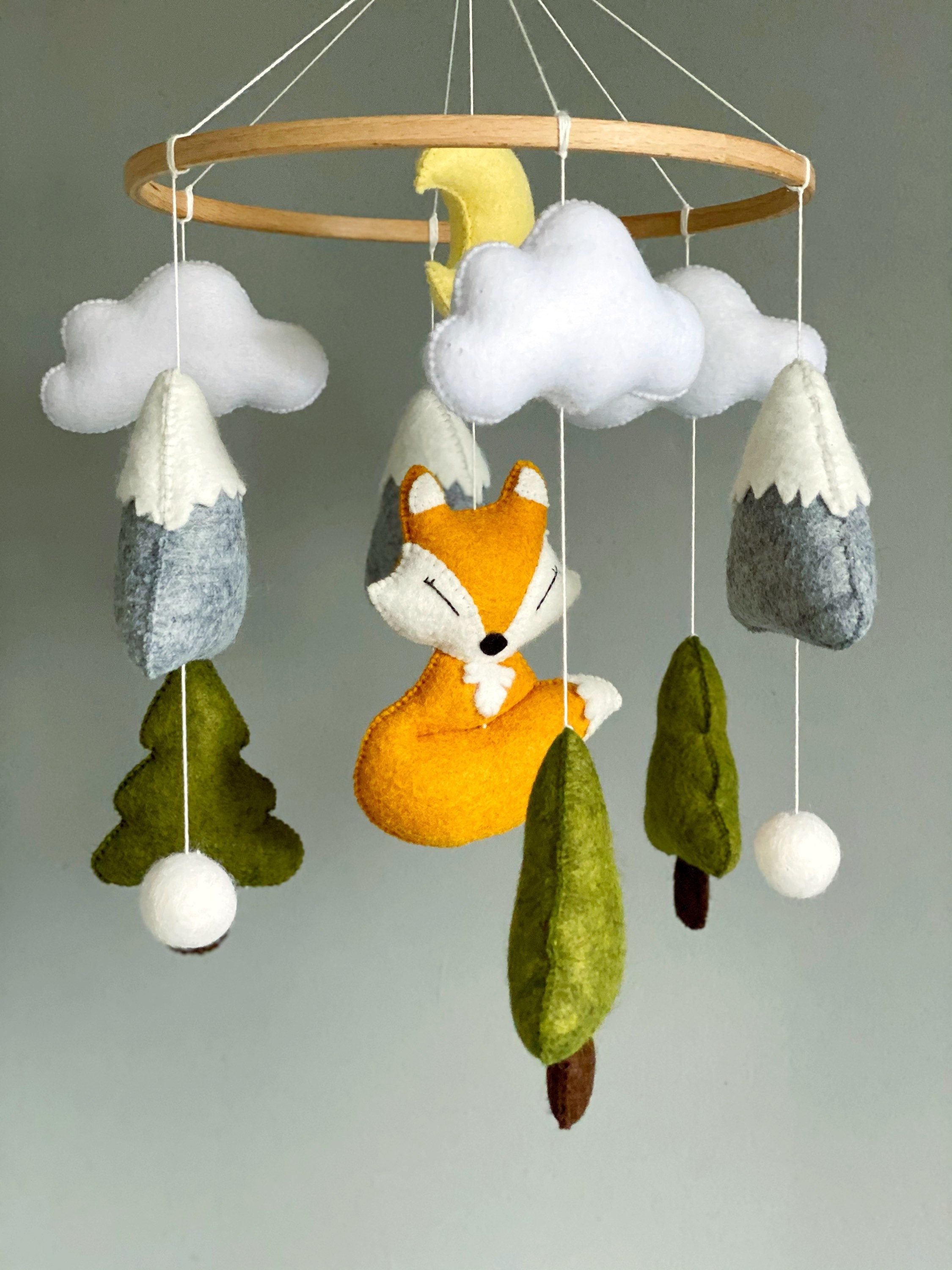 Fox Mobile Woodland Mobile Nursery Mobile Animals Crib Felt - Etsy