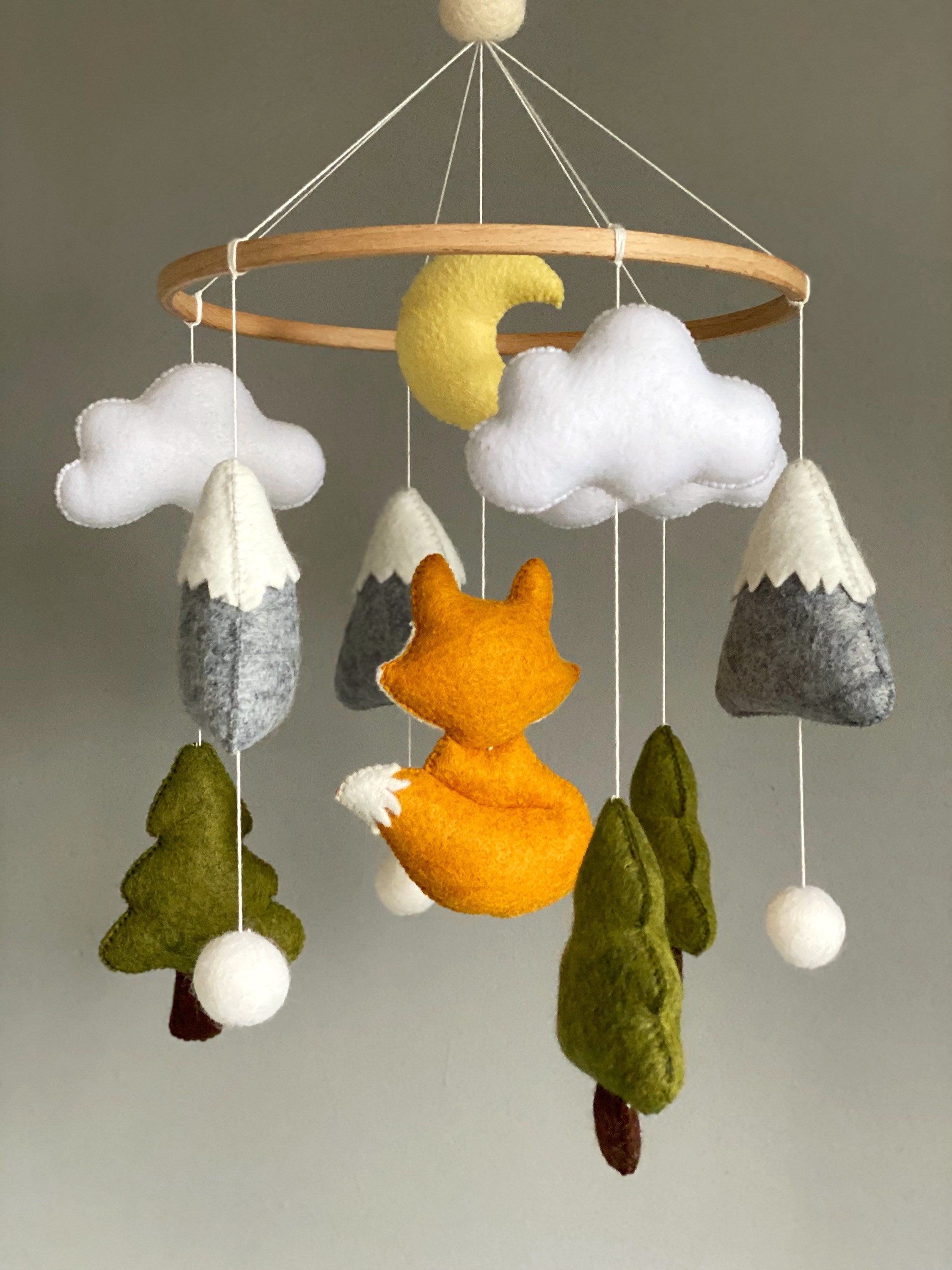 Fox Mobile Woodland Mobile Nursery Mobile Animals Crib Felt - Etsy