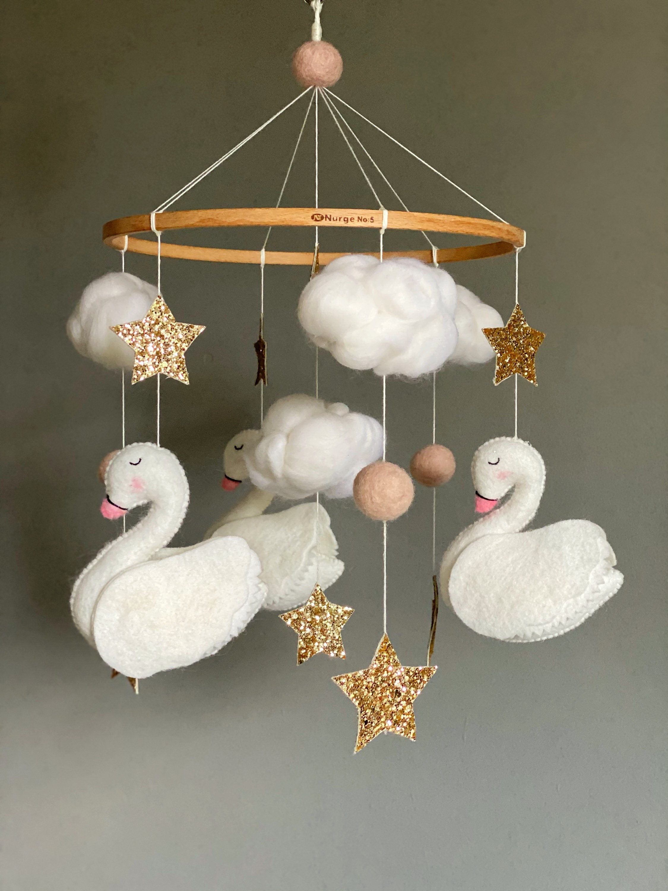 Swan mobile nursery baby girl nursery mobile swan nursery | Etsy