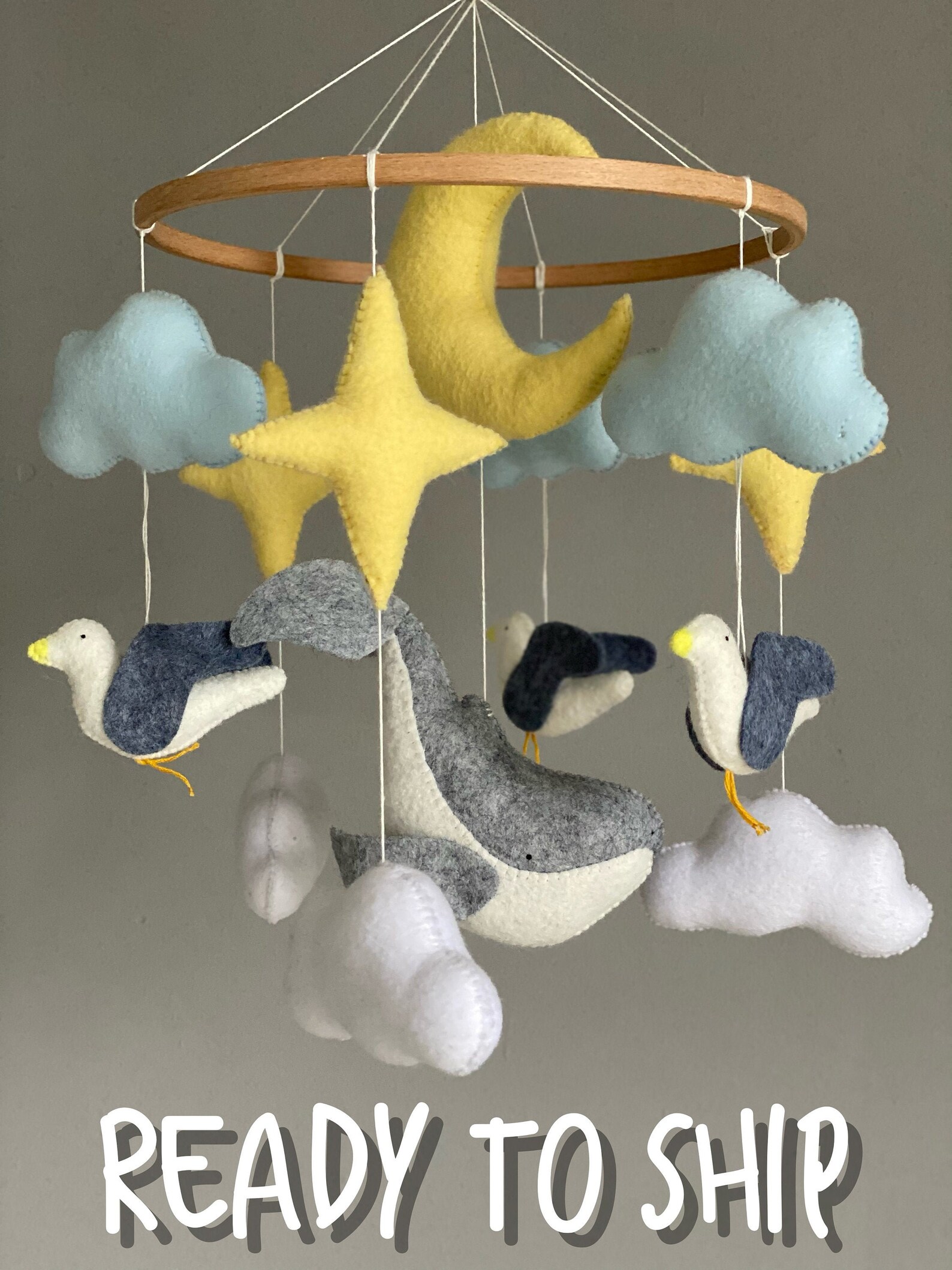 Whale Mobile Nautical Mobile Nursery Ocean Hanging Crib Mobile - Etsy