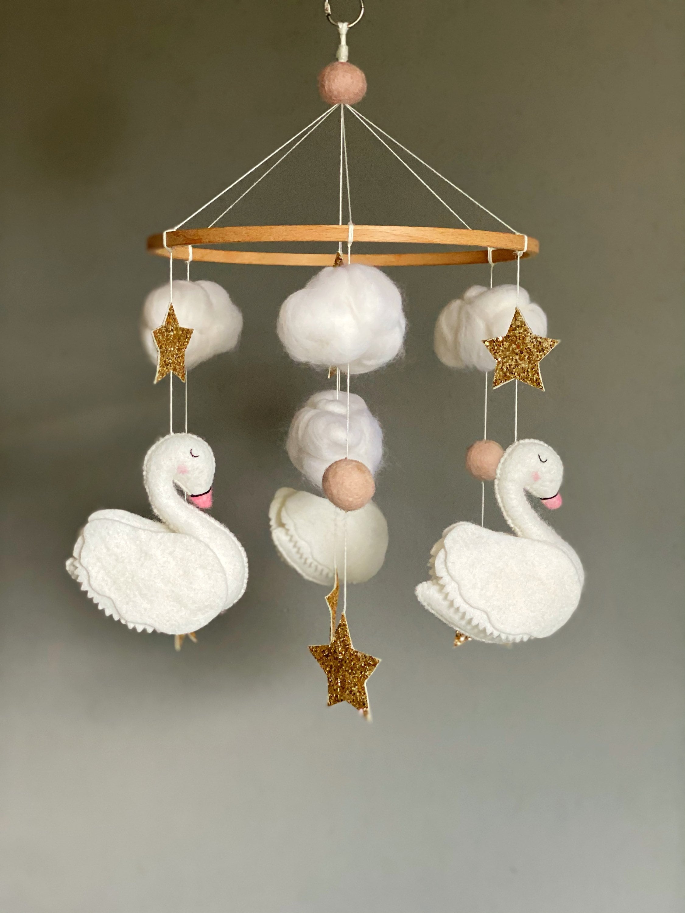 Swan mobile nursery baby girl nursery mobile swan nursery | Etsy