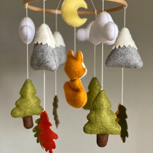 Woodland Mobile Fox Mobile Baby for Crib Woodland Felt Animals Nursery ...