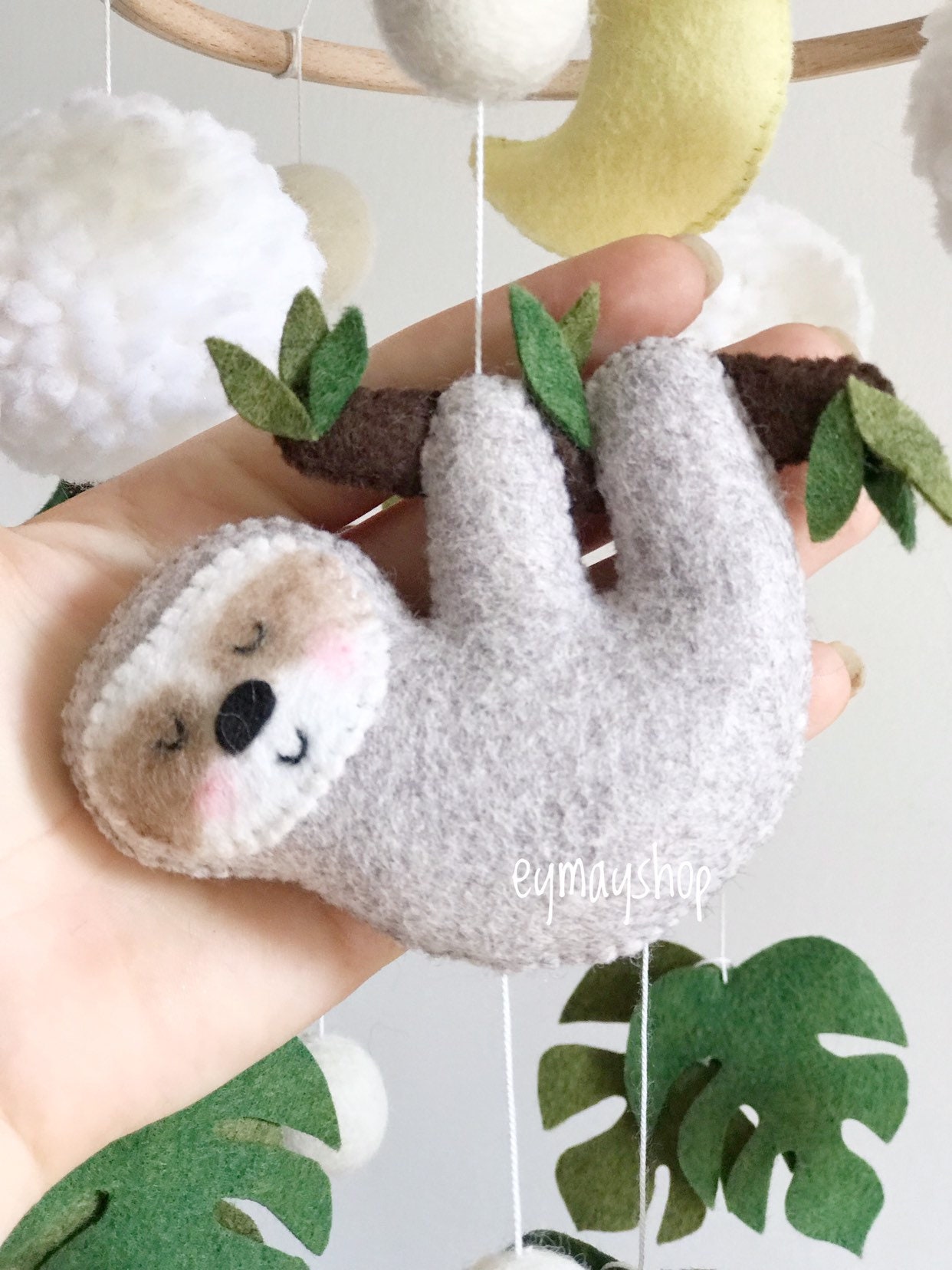 Sloth Baby Mobile Nursery Mobile Animals Baby Mobile Felt | Etsy
