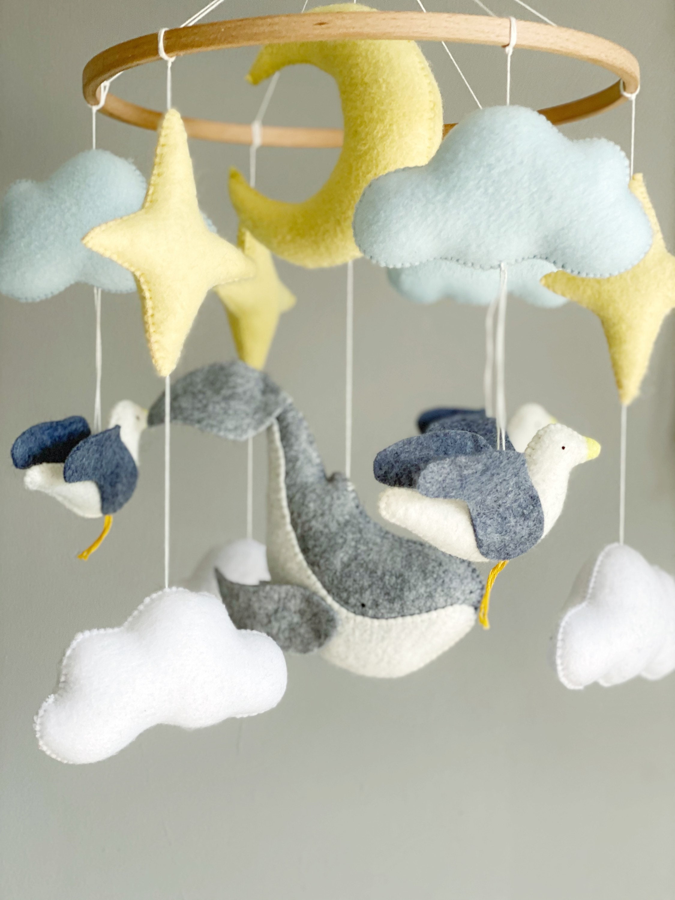 Whale mobile Nautical mobile nursery Ocean hanging crib mobile | Etsy