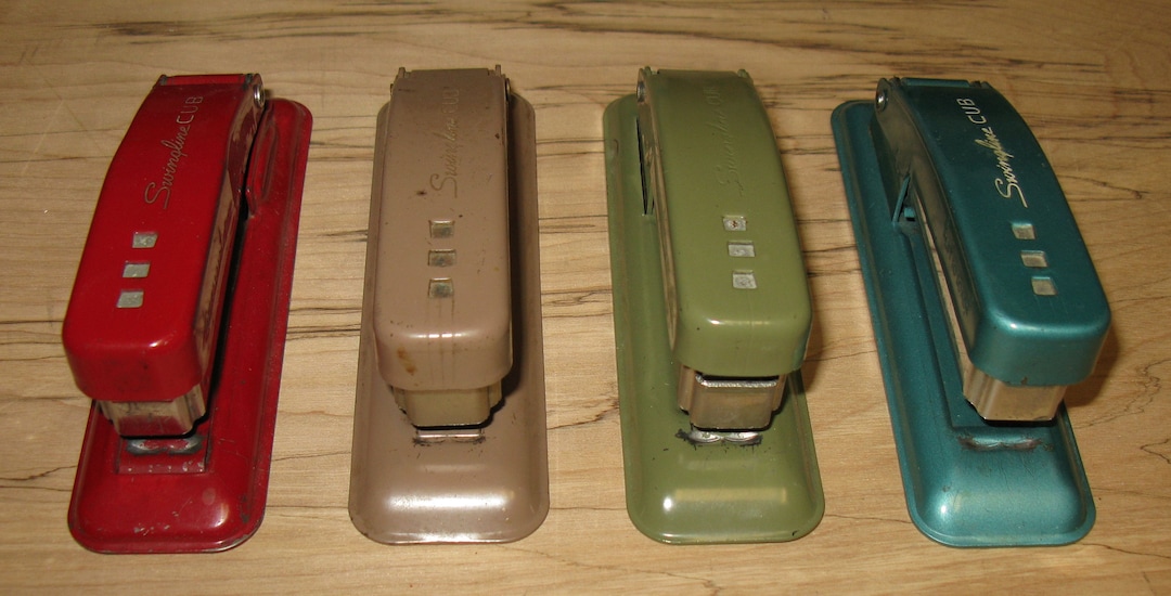 Collection of 4 Swingline Cub Staplers Red, Green, Tan, And, Metallic ...