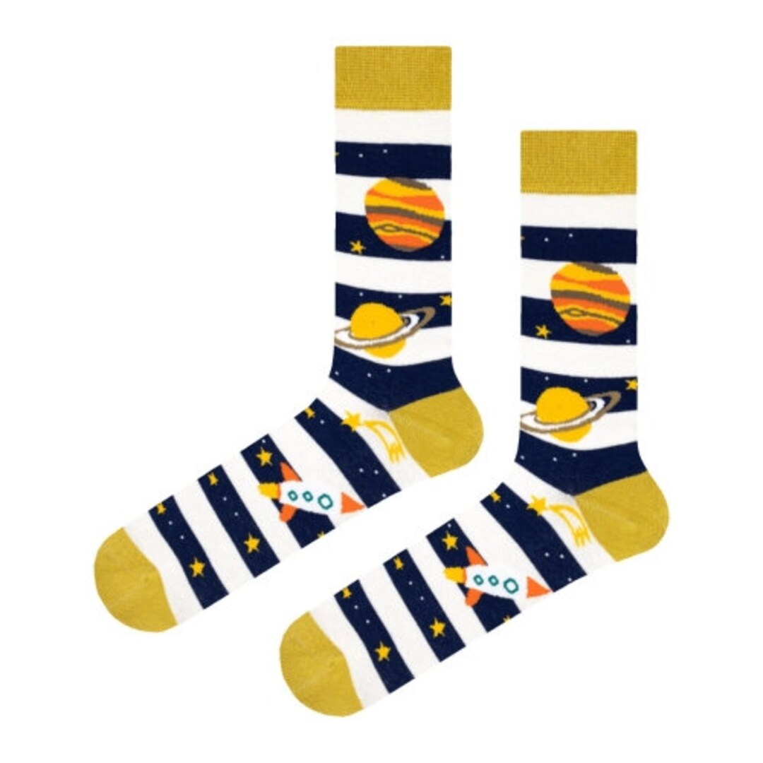 Funny Colorful Socks Space Planets Stripes 39-44 - Etsy