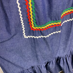 Vintage 1970s Blue Denim Chambray Rainbow Ricrac Peasant Prarie Cottage ...