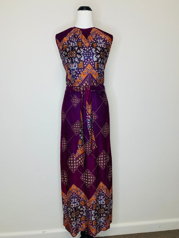 Vintage 1960s purple paisley pattern border print gat… - Gem