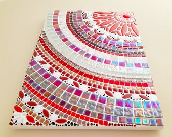 Fine Art Mosaic Tile Wall Art Red Flower Art 12 X 16 Wall - Etsy
