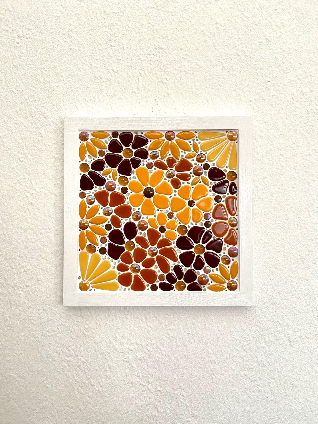 Mosaic Wall Art - Amber Flowers - Etsy