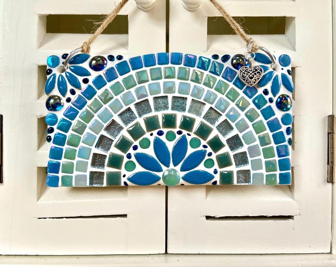 Mosaic Rainbow Plaque - Turquoise - Etsy