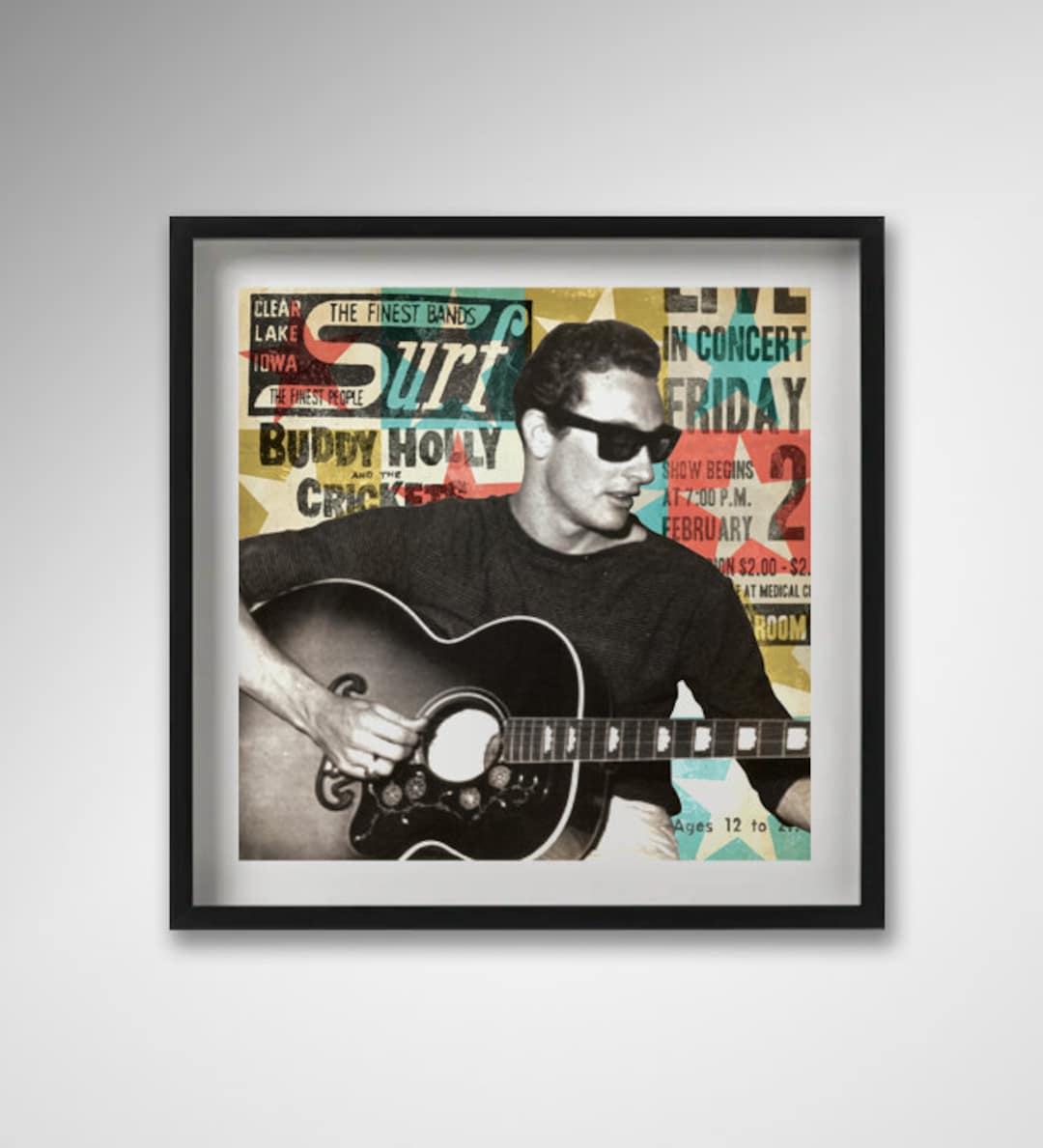 BUDDY HOLLY Inspired Music Poster • Fine Art Print • Home Decor • Retro ...
