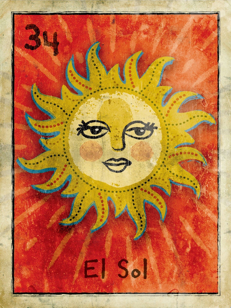 LOTERIA CARD Inspired Poster • El Sol • Giclée Print • Home Decor ...