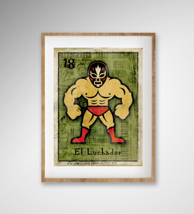 LOTERIA CARD Inspired Poster • Lucha Libre • Giclée Print • Home Decor ...