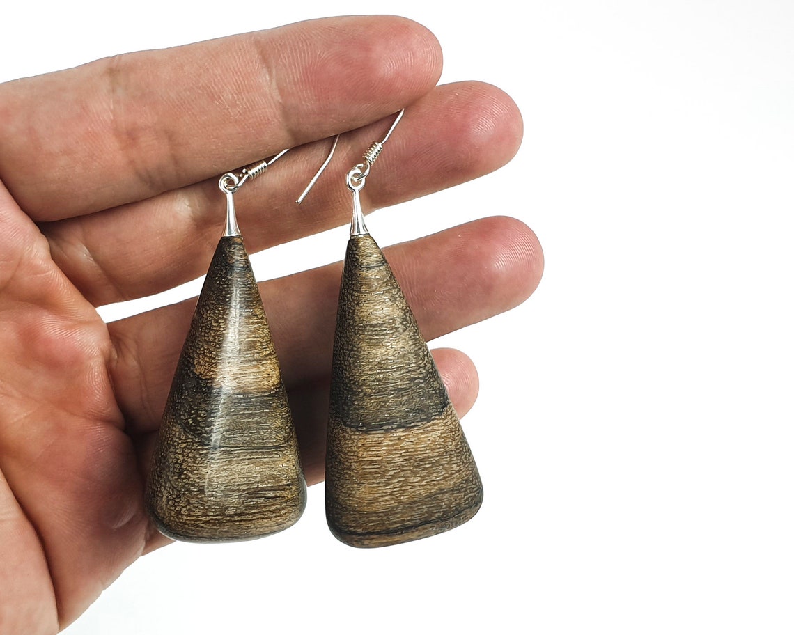 Amazaque Wood Natural Earrings With 925 Silver Earwire // - Etsy