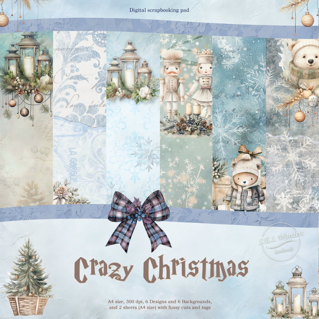 Crazy Christmas A4 Digital Paper Pack - Etsy