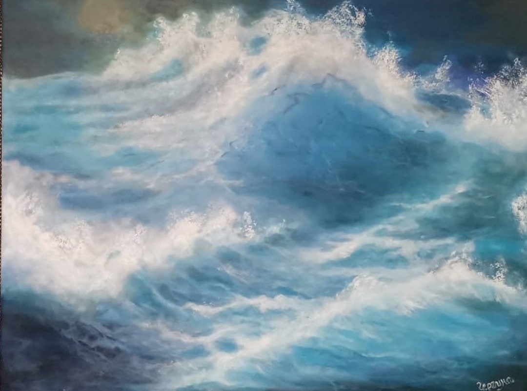 Sea Original Art Sea Painting Waves Wall Art Ocean Wall Art Living Room ...