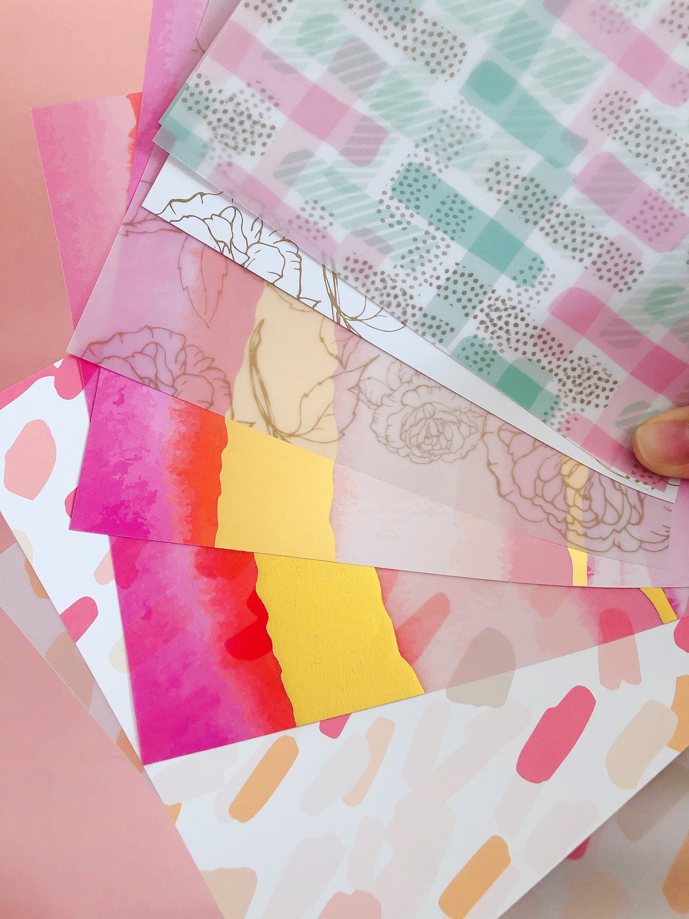 10-sheets-decoration-vellum-paper-with-gold-and-pink-themed-etsy