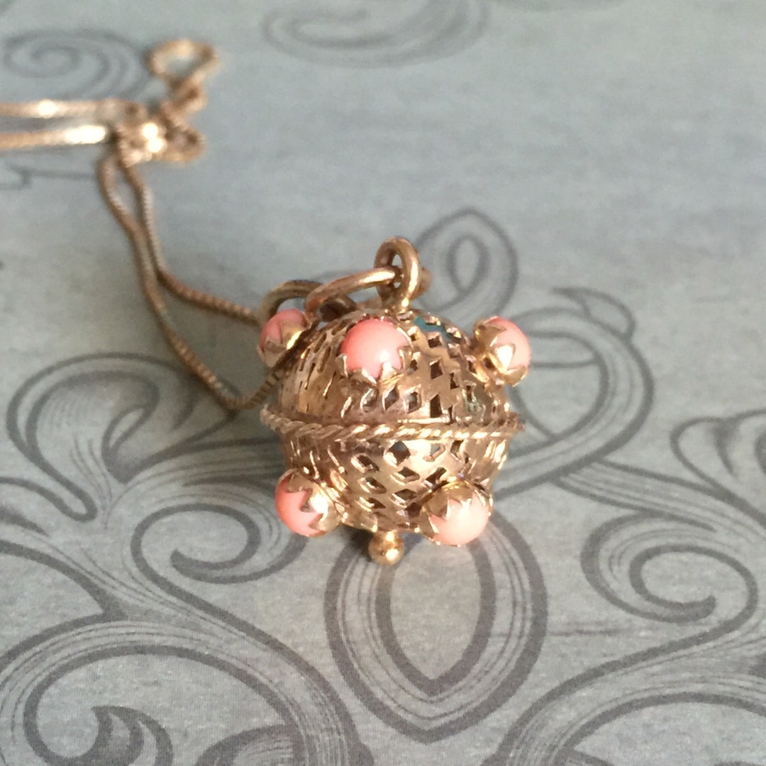 Bomb Pendant With Coral Beads in 18k Yellow Gold - Etsy