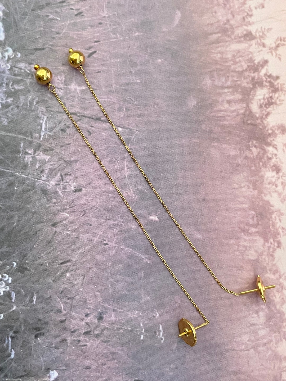 18k Yellow Gold Chain Earrings - Etsy