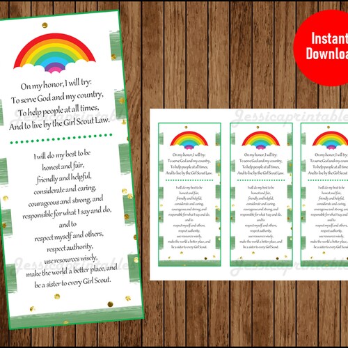 Girl Scout Promise & Law PRINTABLE Bookmark/craft - Etsy