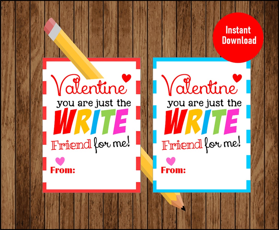 Pencil Holder Valentine, Preschool Valentine, Printable Valentine ...