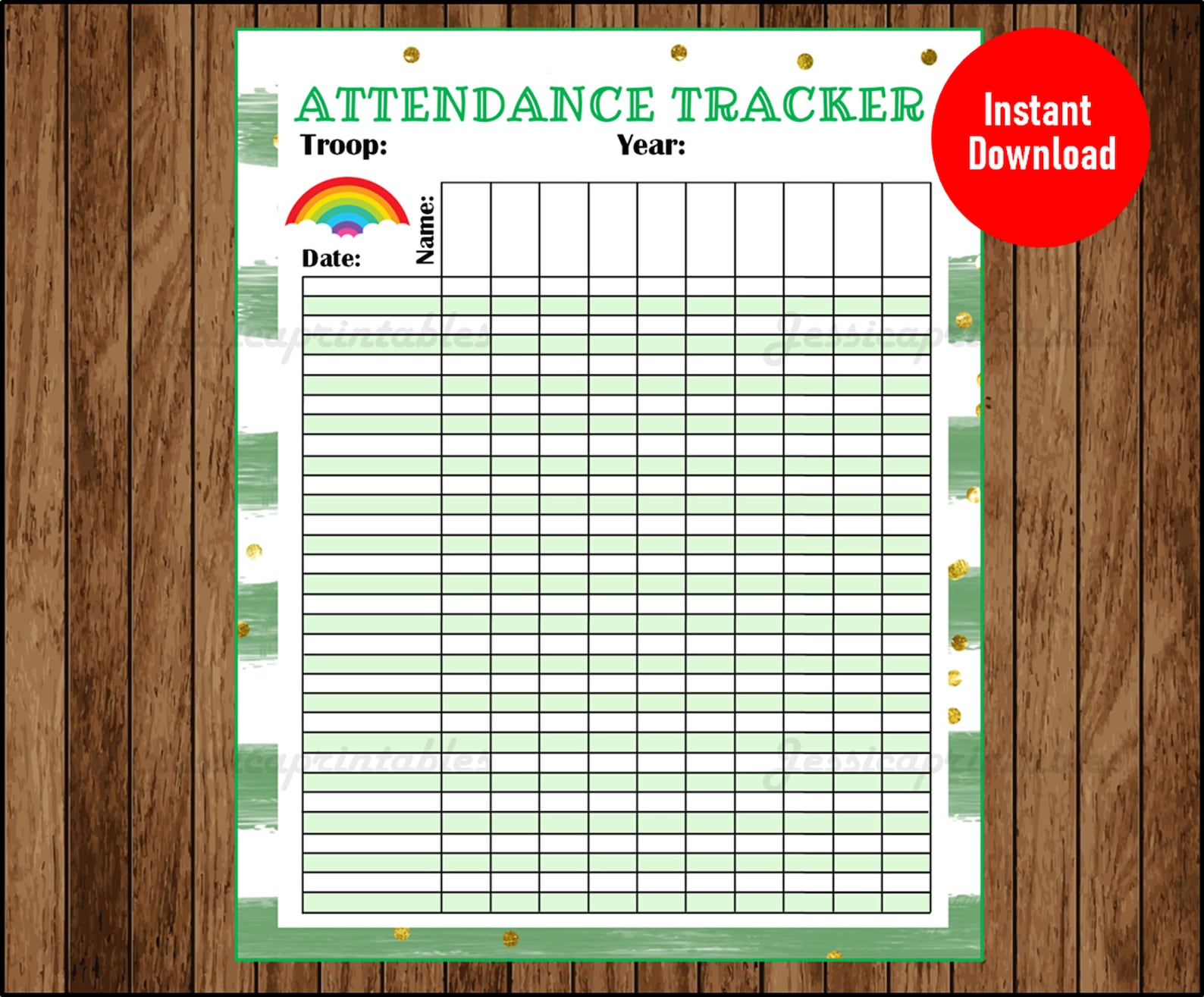 Printable Girl Scout Attendance Sheet Printable Girl Scout | Etsy