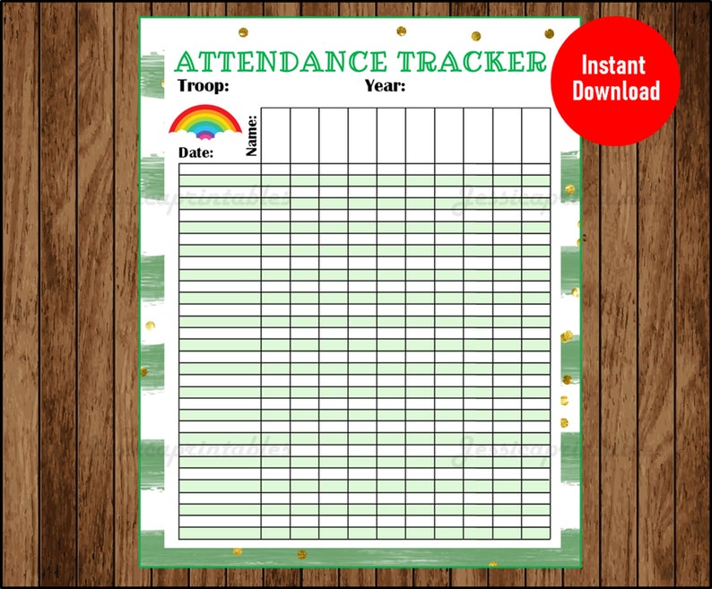 Printable Girl Scout Attendance Sheet Printable Girl Scout | Etsy