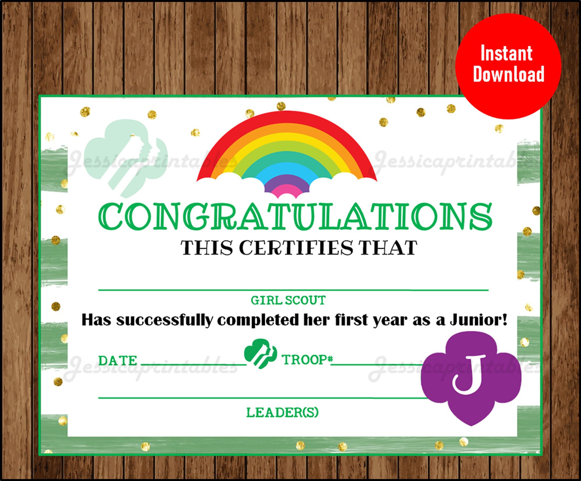 Printable Girl Scouts First Year Junior Certificate, Girl Scouts First ...