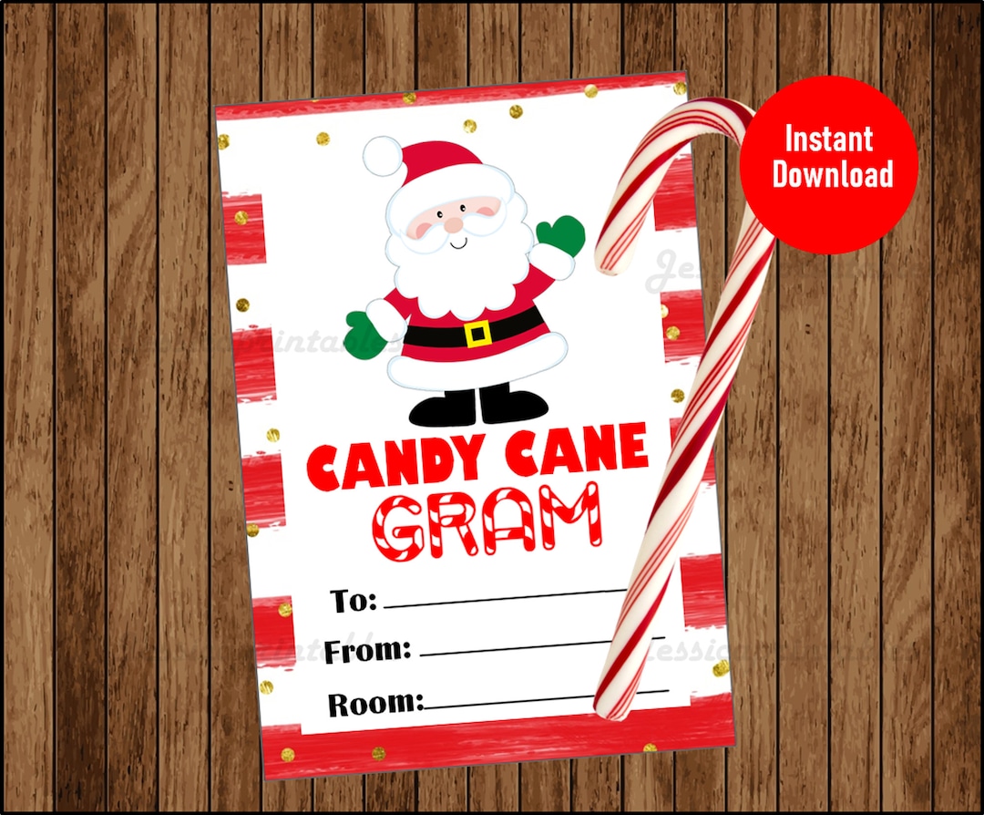 Candy Cane Gram Christmas Gift Tags, Secret Santa, Staff Teacher ...