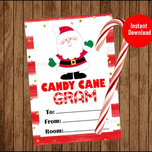 Candy Cane Gram Christmas Gift Tags, Secret Santa, Staff Teacher ...
