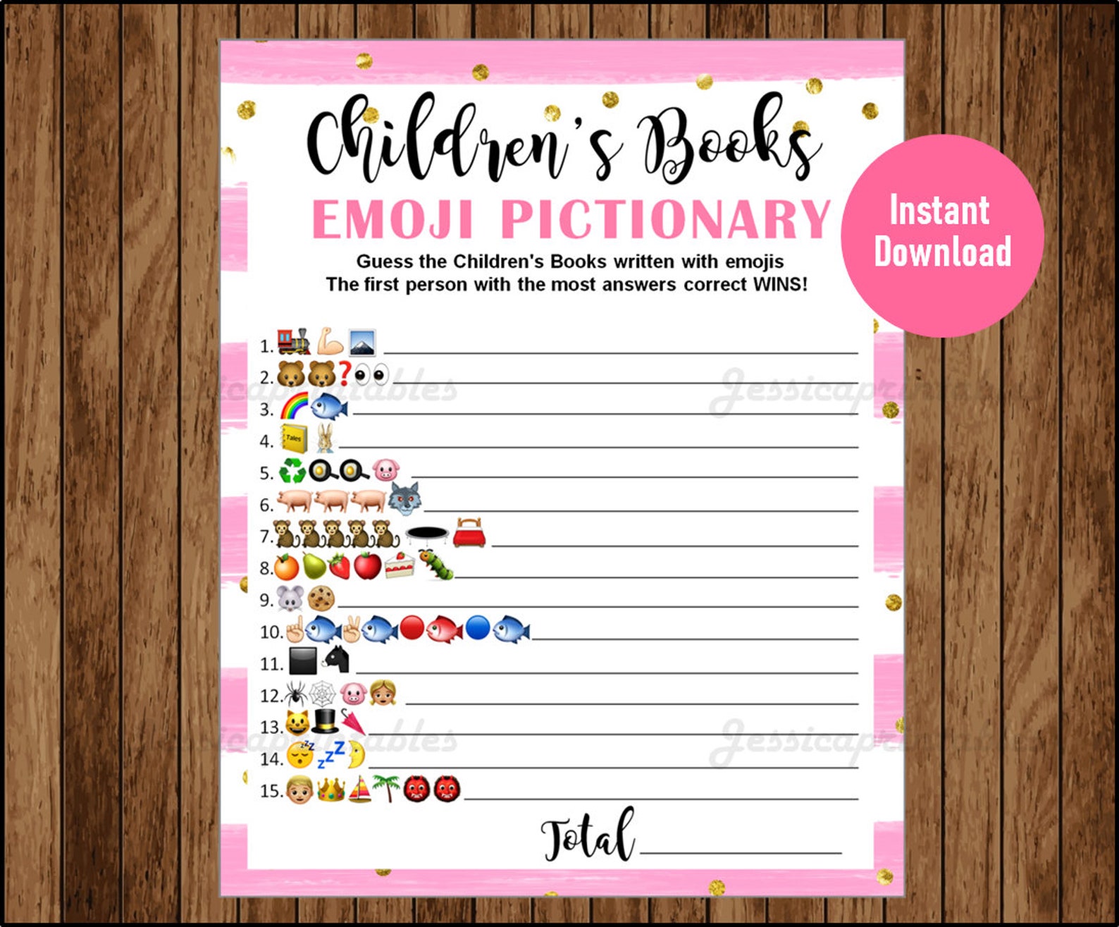 Children's Book Emoji Pictionary printable Pink Gold baby | Etsy