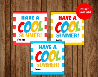 Printable End of the School Year Have a COOL Summer Tag, Card, Note ...