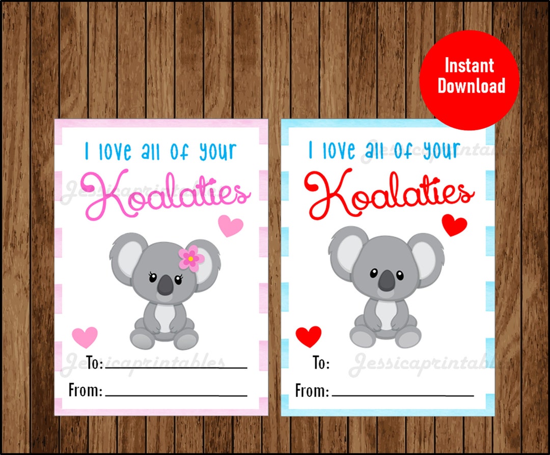 Koala Bear Valentine, Preschool Valentine, Printable Valentine ...
