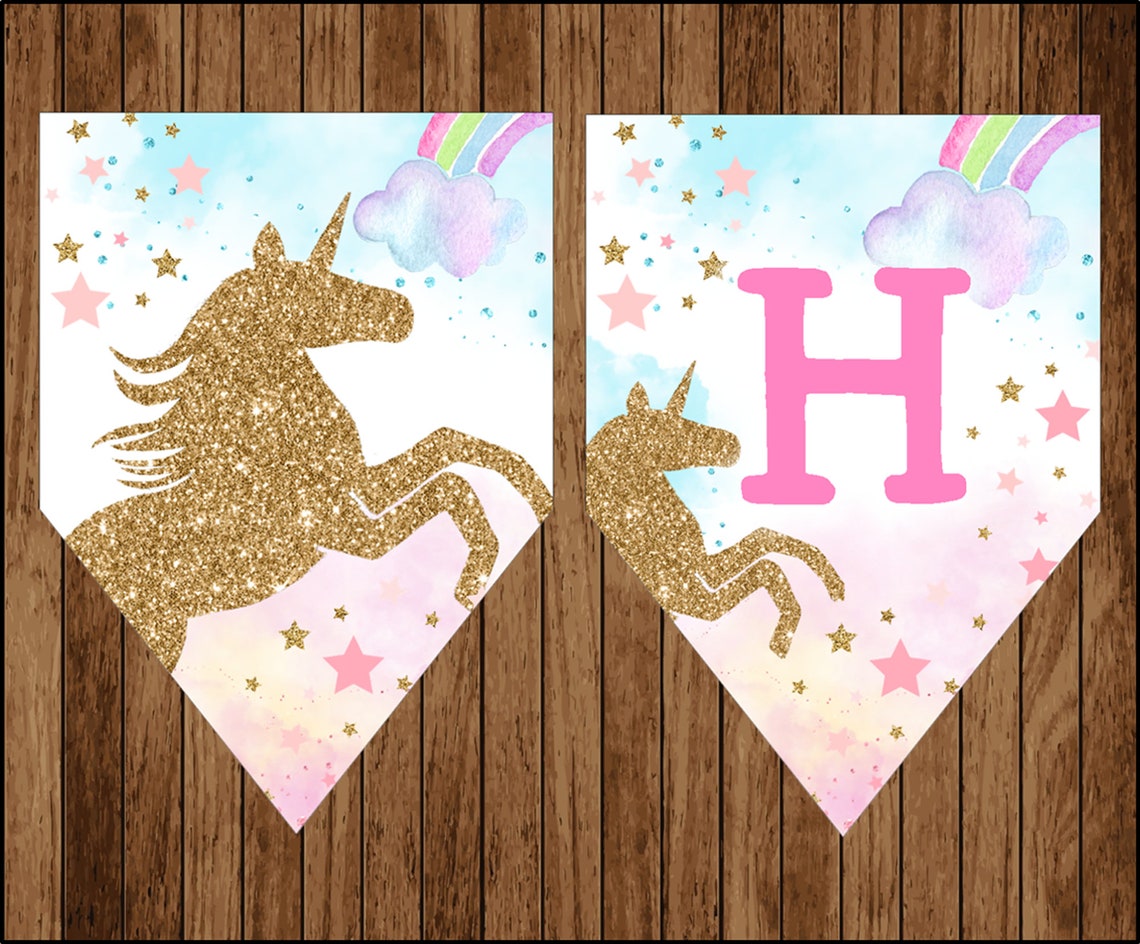 Unicorn Birthday Banner Unicorn Happy Birthday Banner - Etsy