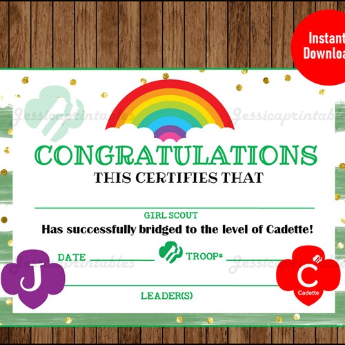 Girl Scout Volunteer Appreciation Certificate Printable PDF - Etsy