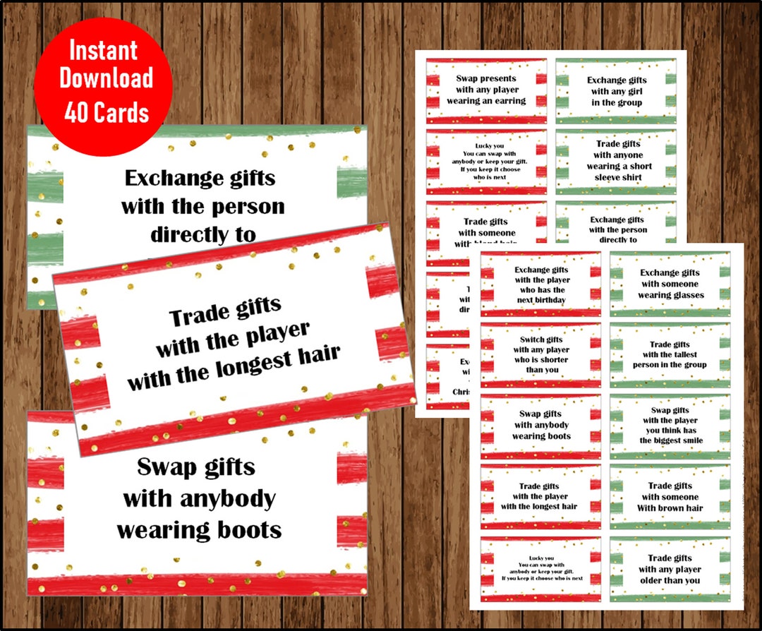 Christmas Gift Exchange Chaos, Printable Christmas Party Game ...