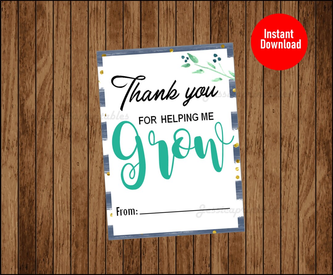 Thank You for Helping Me Grow Leaf Plants Nature Pun School Teacher ...