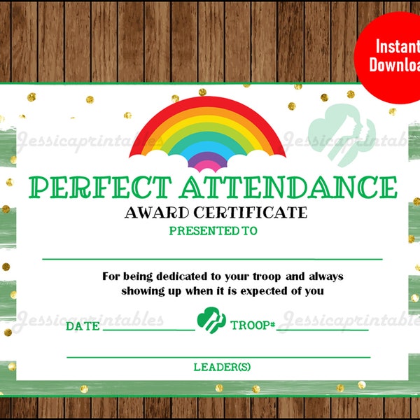 Scout Perfect Attendance Certificate - Etsy