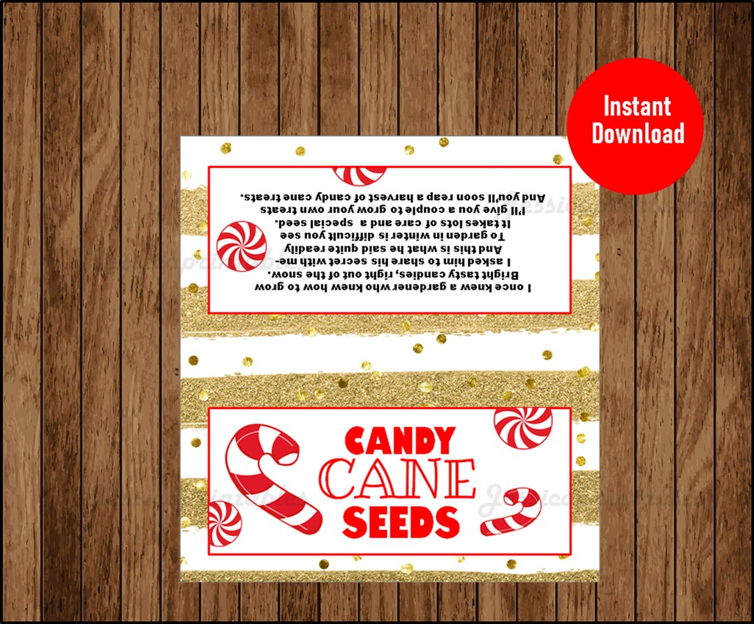 Candy Cane Seeds Topper Christmas Gift Tags, Secret Santa, Staff ...
