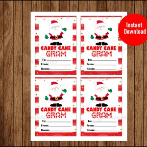 Candy Cane Gram Christmas Gift Tags, Secret Santa, Staff Teacher ...