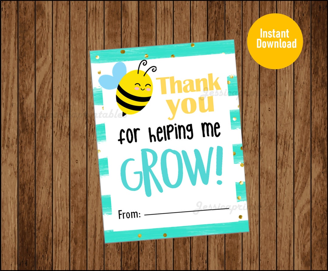 Teacher Appreciation - Thank You for Helping ME Grow Sign - Printable ...