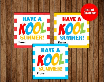 INSTANT DOWNLOAD End of the School Year Have a COOL Summer Card, Note ...