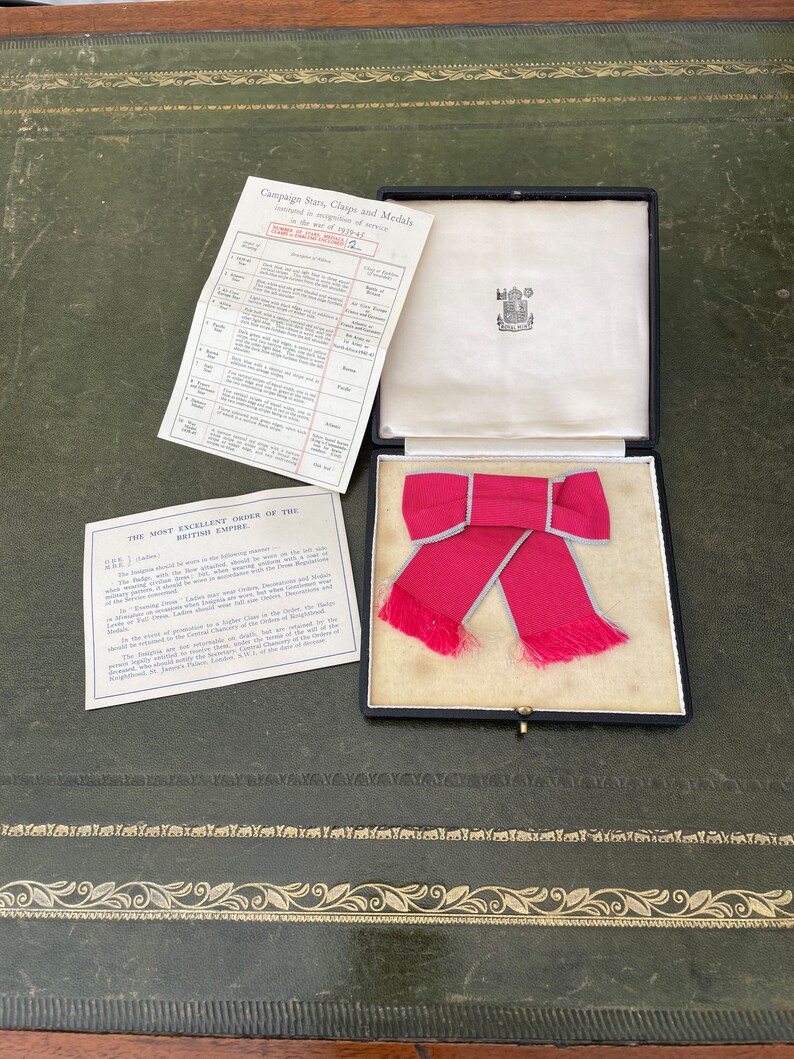 MBE Medal Bow / Cased / and World War Two Medal Certificate - Etsy